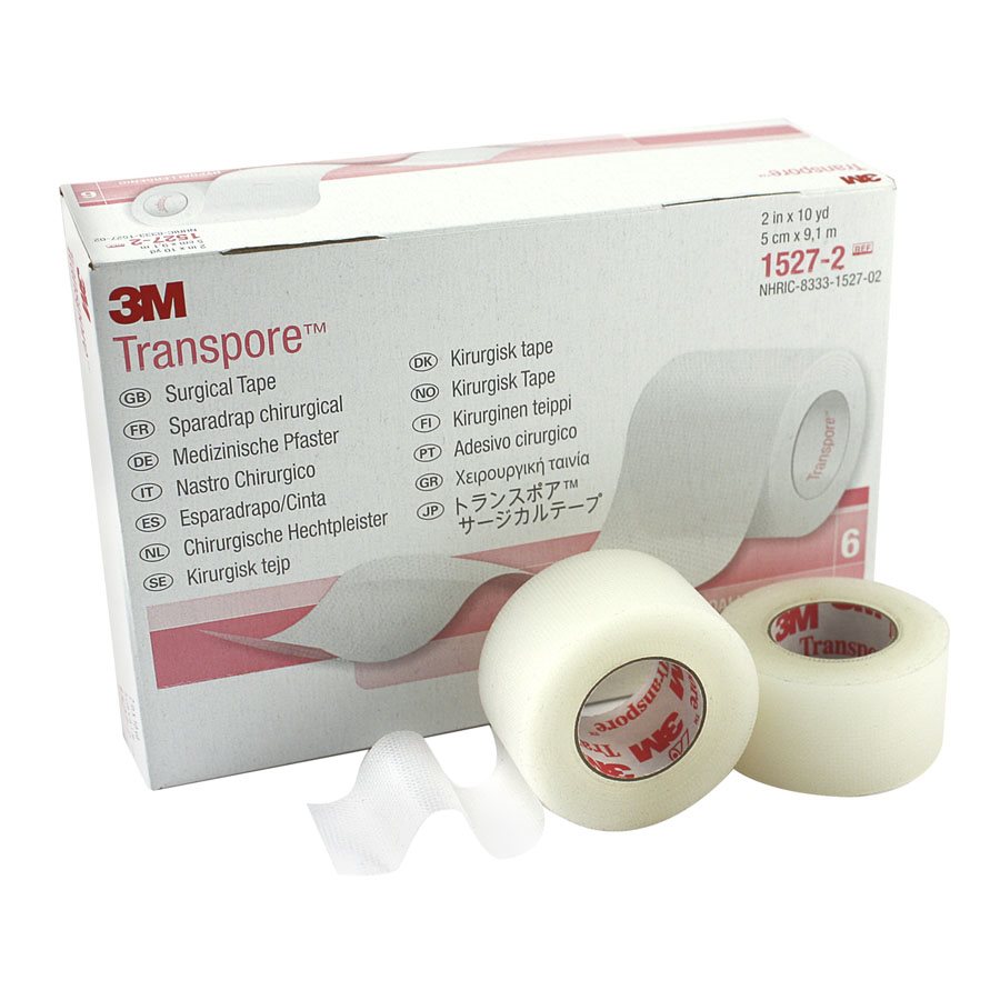 3M Transpore Tape, 2" x 10 yds, 6 rolls / box